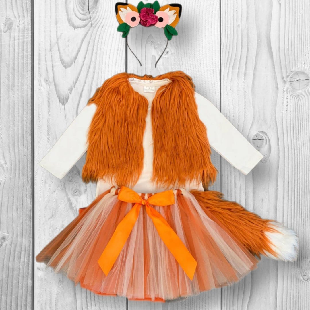 Girls/toddler Fuzzy Fox Costume 4 Piece Set - Etsy