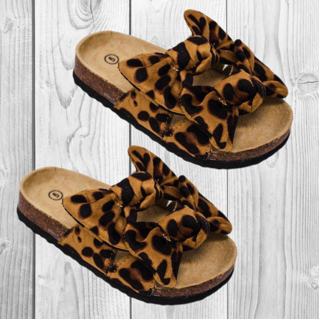 Girls/toddler Double Bow Cheetah Sandals - Etsy