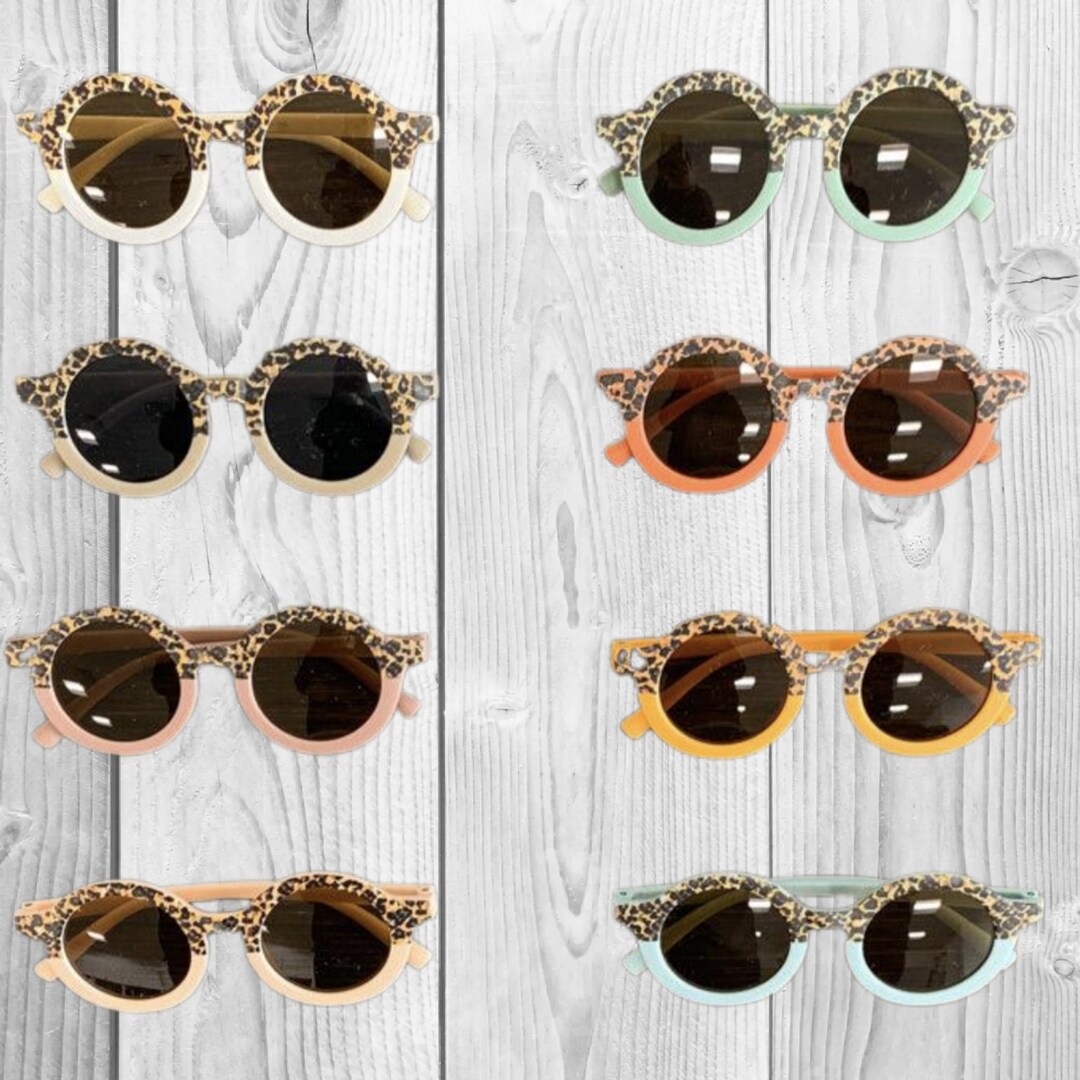 Girls/toddler Round Cheetah Print Sunnies - Tangerine, Teal, Blue ...