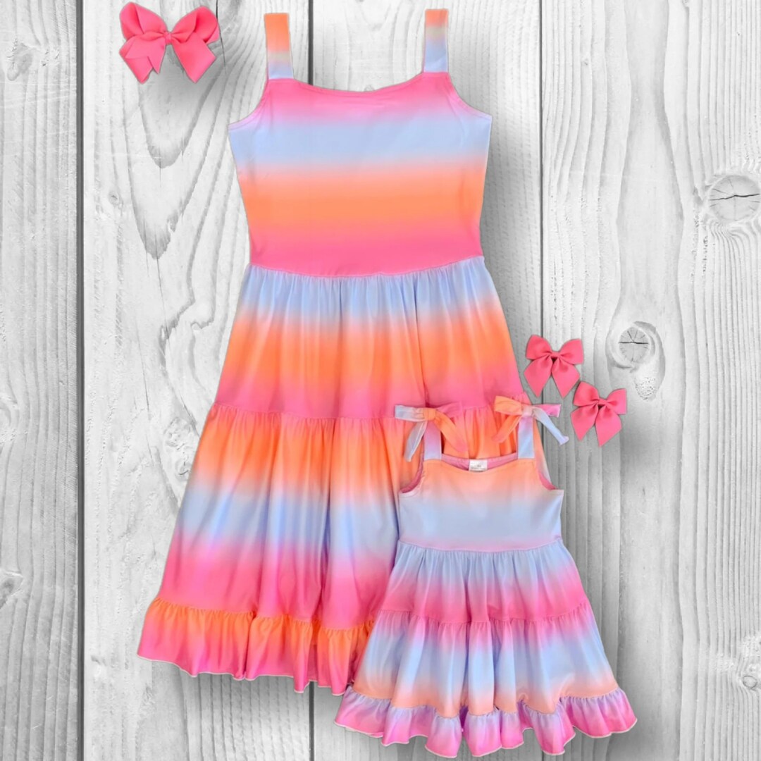 RESTOCKED! Mommy & Mini Sunset Ruffle Tank Dress, Boutique Mom and Me ...