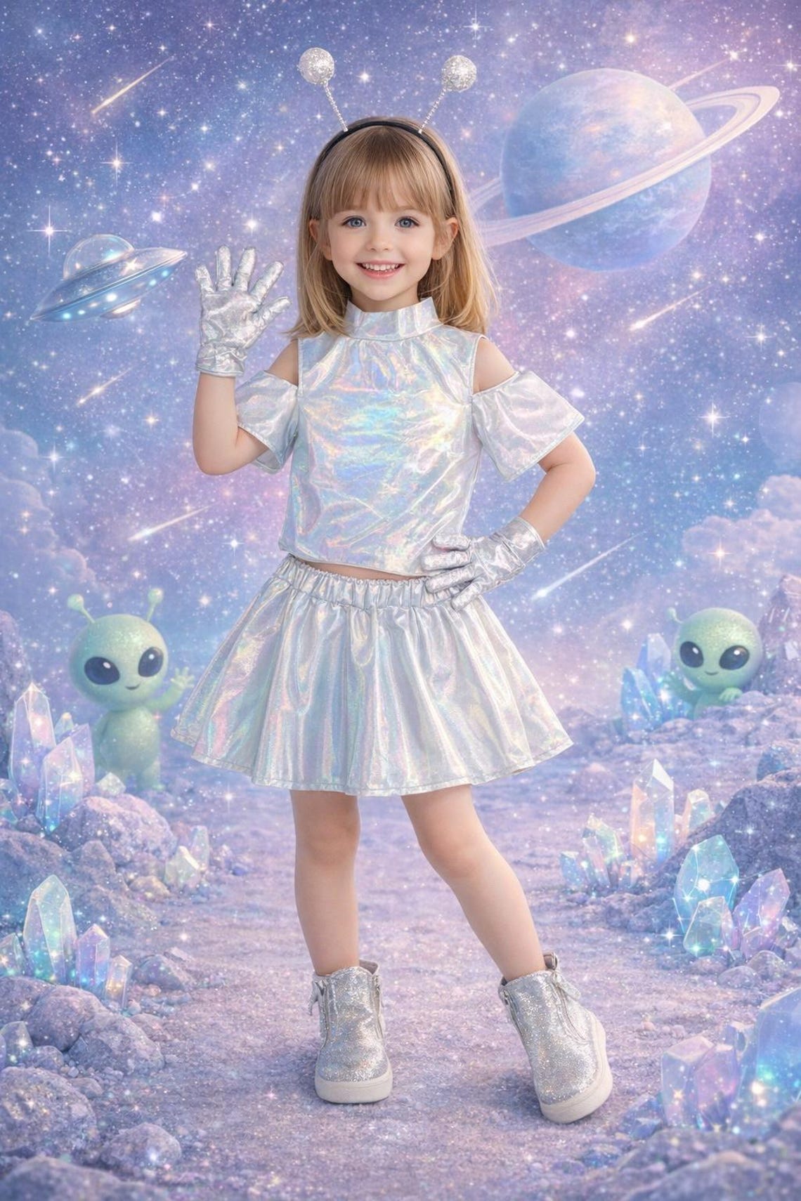 RESTOCKED! Girls/toddler/tween/teen Alien Costume - 4 Piece Set, Kid ...