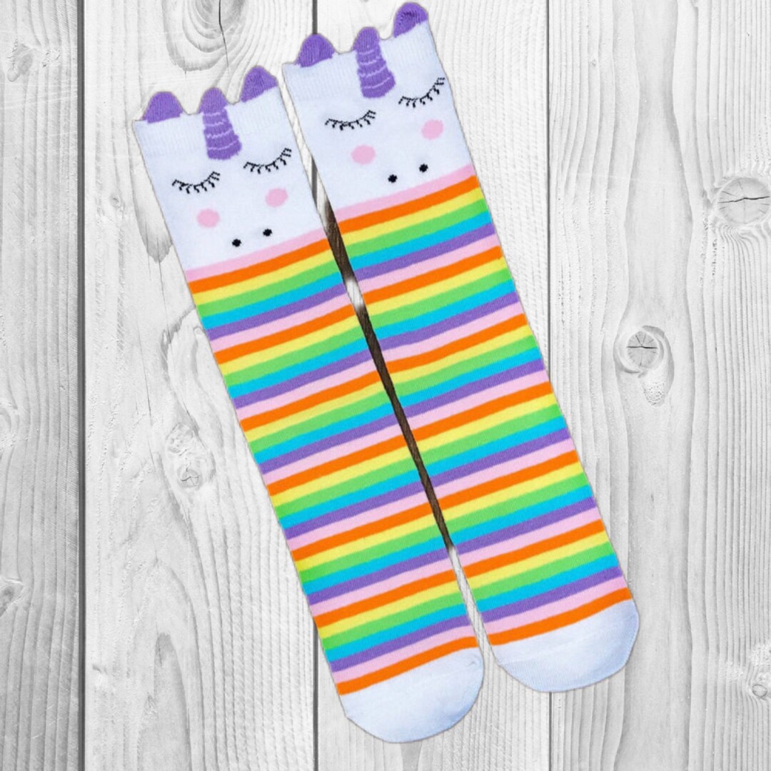 Rainbow Unicorn Knee High Socks - Etsy