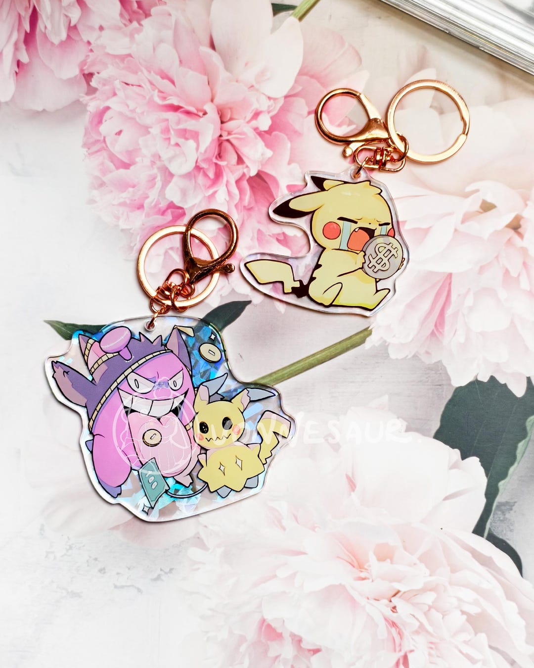 Pokemon Acrylic Keychains: Gengar, Pikachu, Mimikyu | Gift for Bag ...
