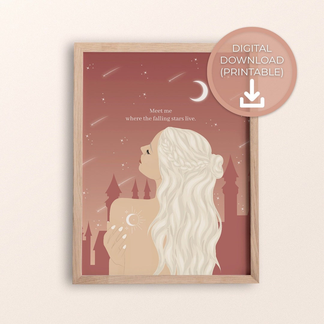 Pink Starry Sky Art Print Shooting Stars Quote Celestial Art - Etsy