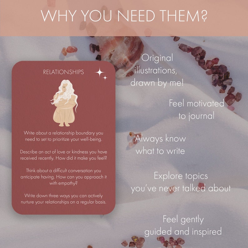 Journal Prompts 20 Reflection Printable Cards Therapy Worksheets Self ...