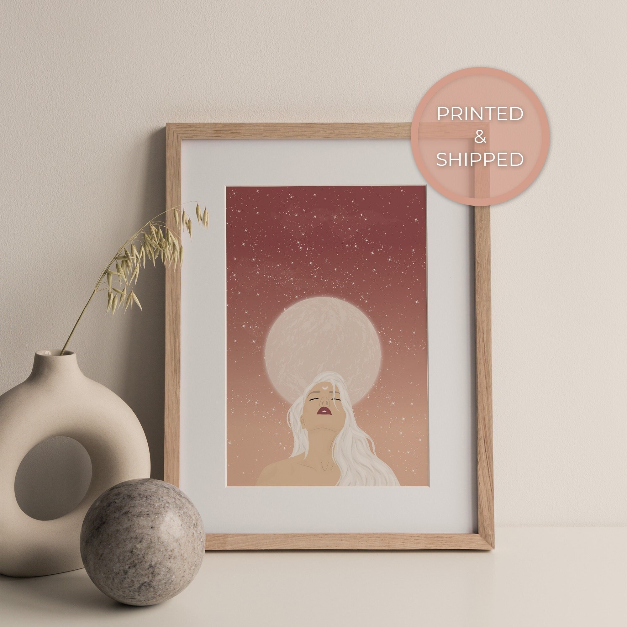 Full Moon Goddess Art Spiritual Wall Art Witchy Ritual Altar - Etsy