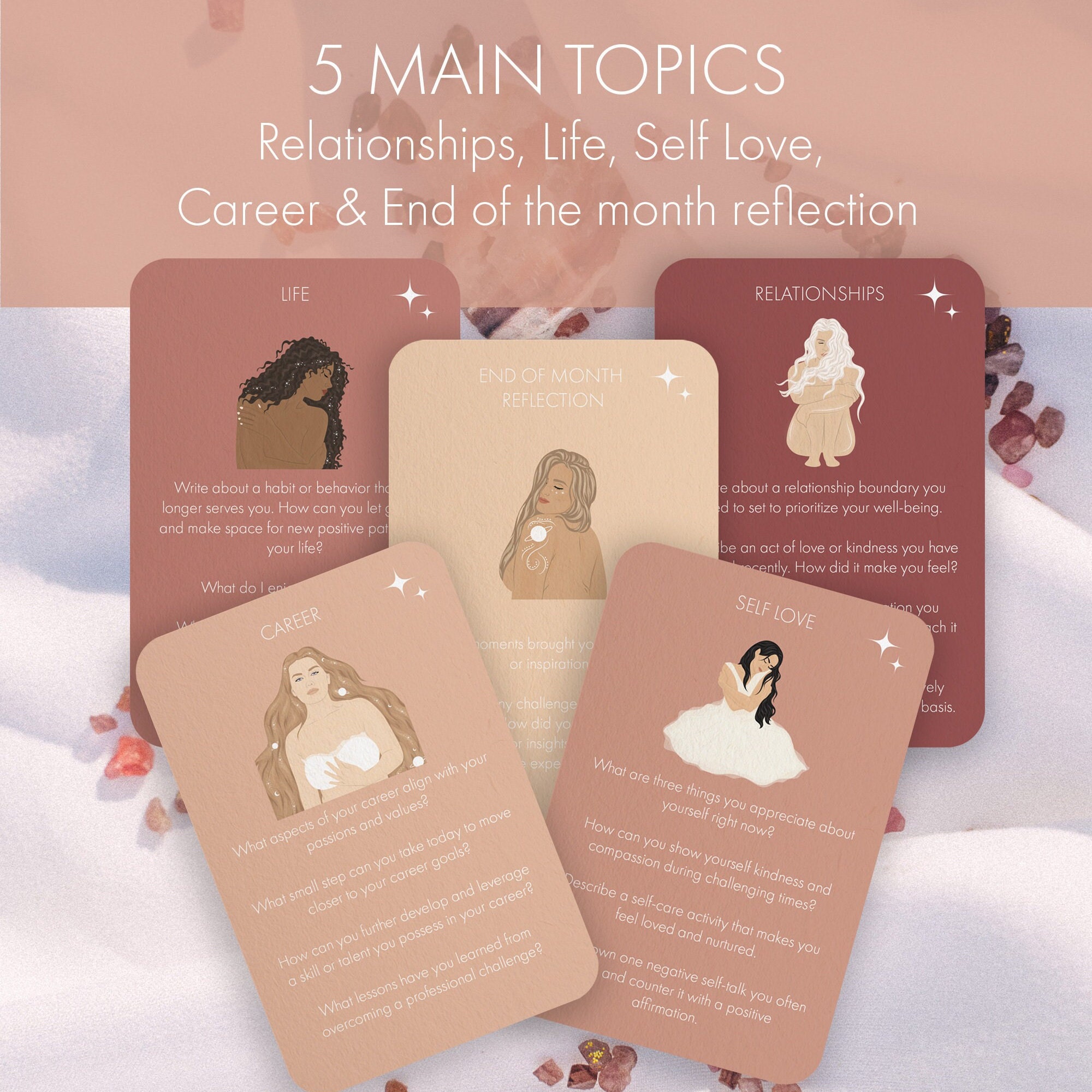 Journal Prompts 20 Reflection Printable Cards Therapy Worksheets Self ...