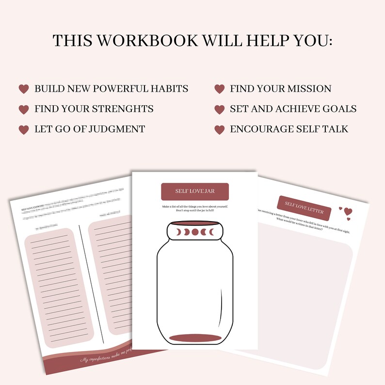 Self Love Printable Workbook for Women Therapy Self Care Worksheets ...