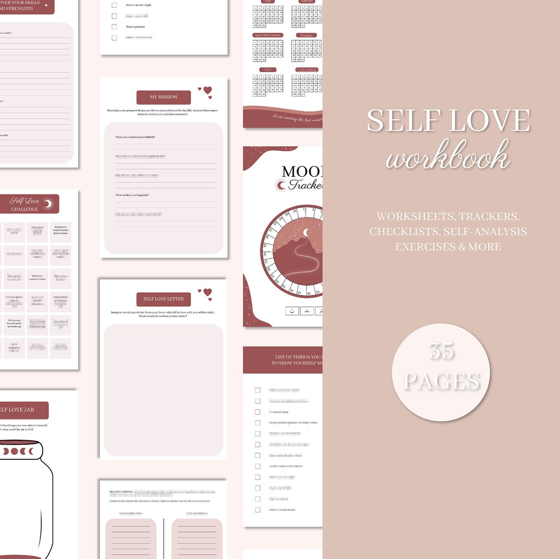 Self Love Printable Workbook for Women Therapy Self Care Worksheets ...