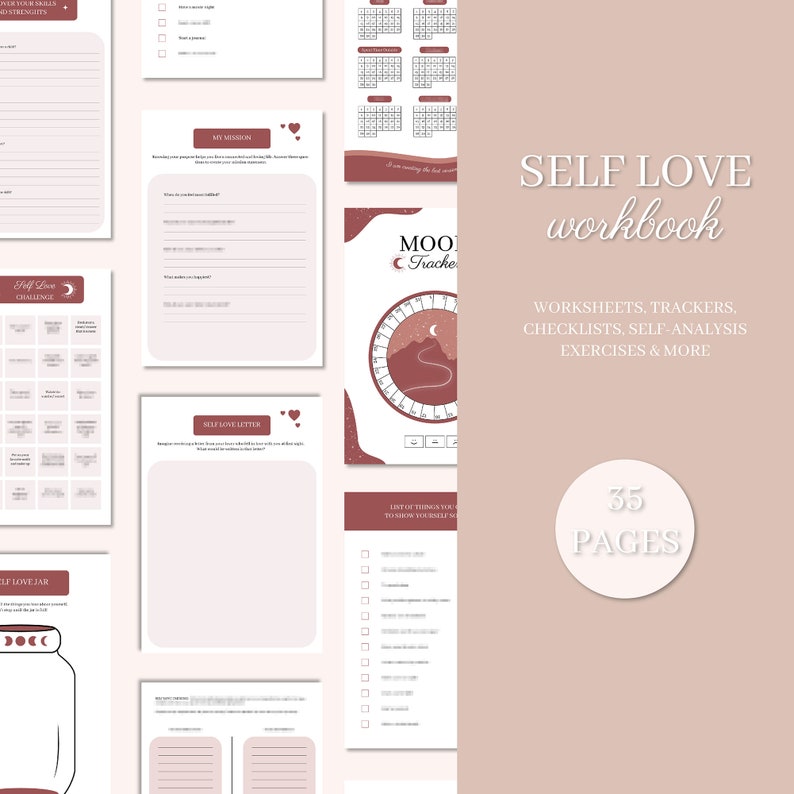 Self Love Printable Workbook for Women Therapy Self Care Worksheets ...