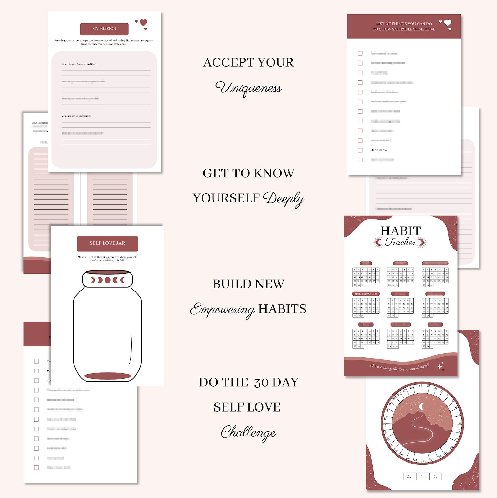 Self Love Printable Workbook for Women | Therapy Self Care Worksheets ...