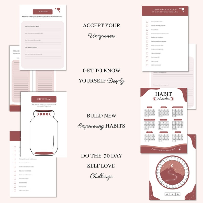 Self Love Printable Workbook for Women Therapy Self Care Worksheets ...