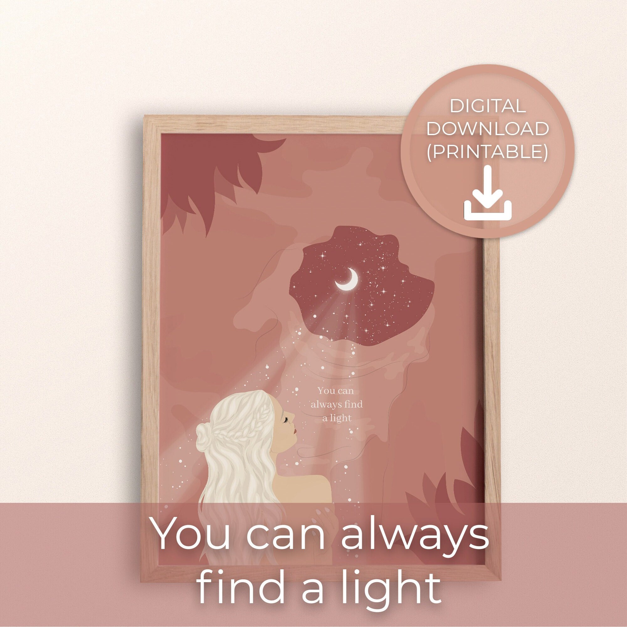 Mental Health Printable Wall Art | Moon Goddess Witchy Art | Celestial ...