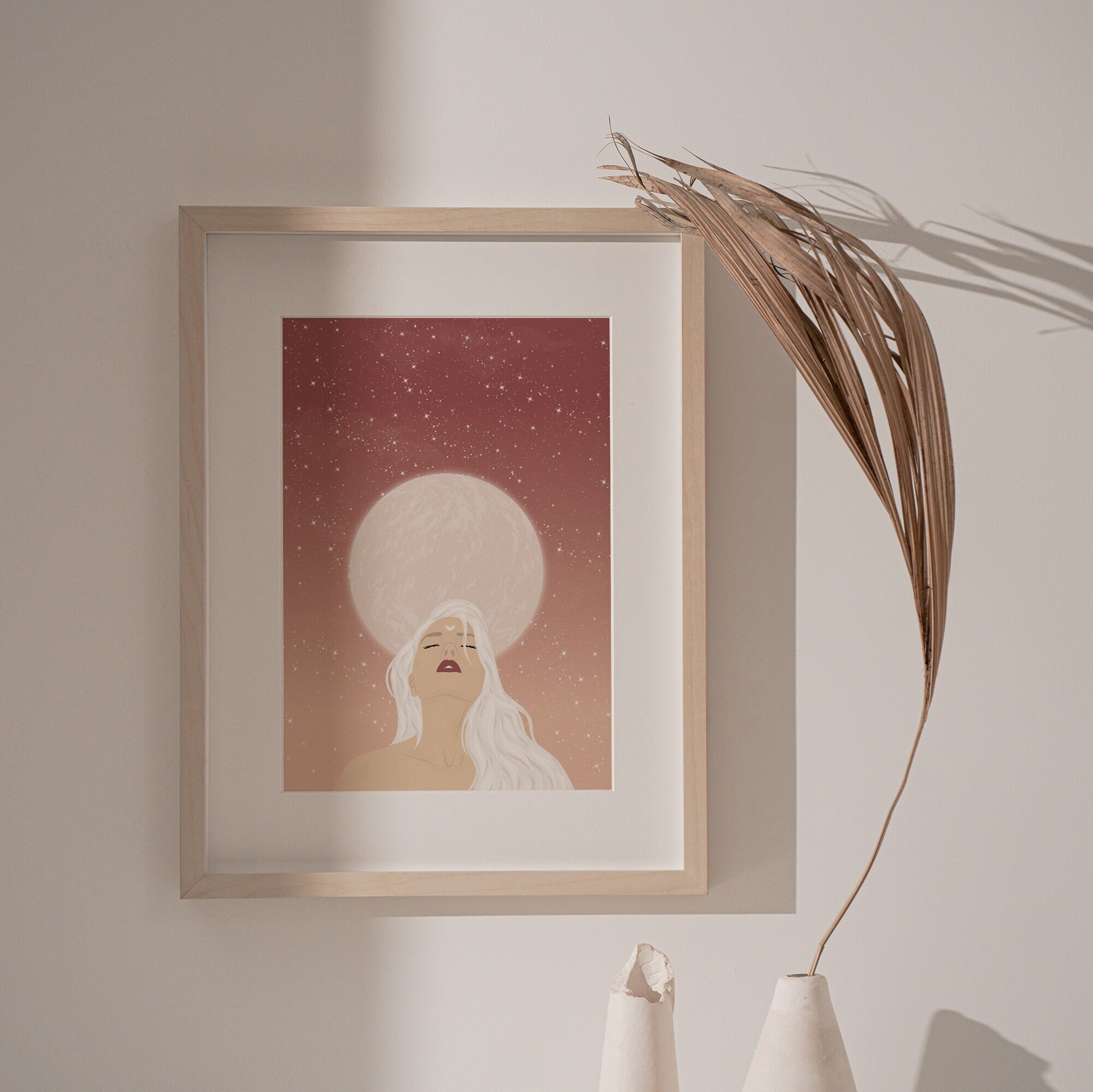 Full Moon Goddess Art Spiritual Wall Art Witchy Ritual Altar - Etsy