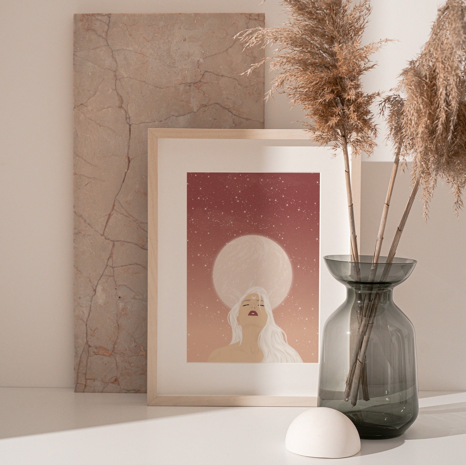 Full Moon Goddess Art Spiritual Wall Art Witchy Ritual Altar - Etsy