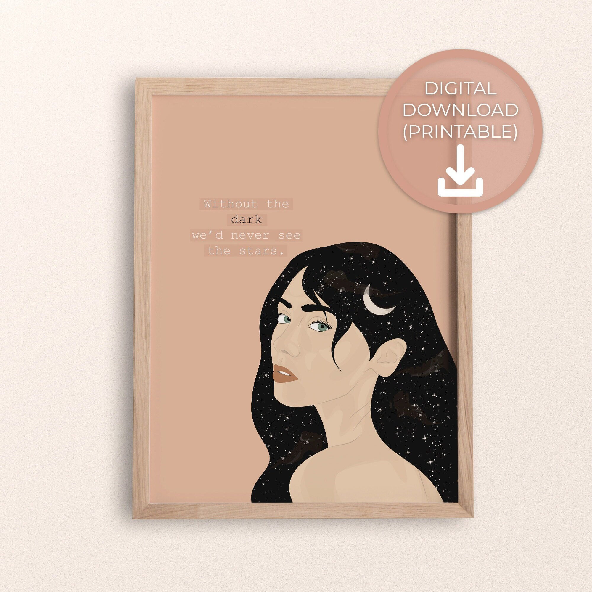 Woman Illustrationstars Quote Wall Art Motivational Inspirational ...