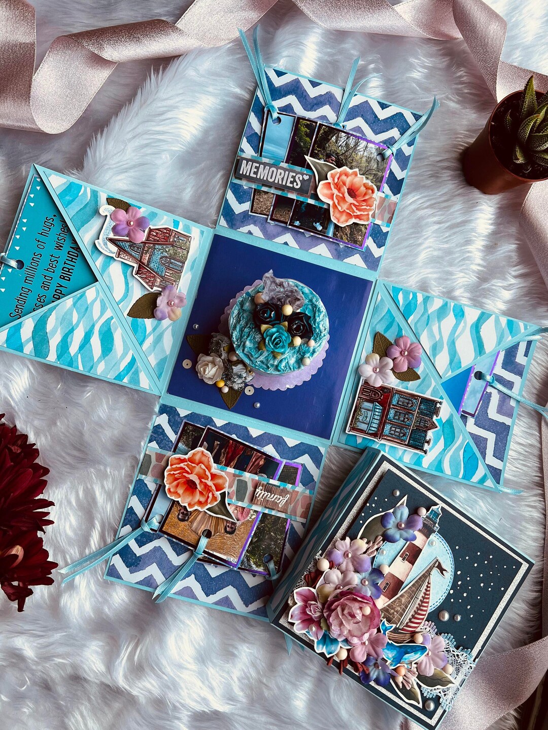 Photo Explosion Box, Personalized Photo Box, Paper Cake Box, Valentines ...