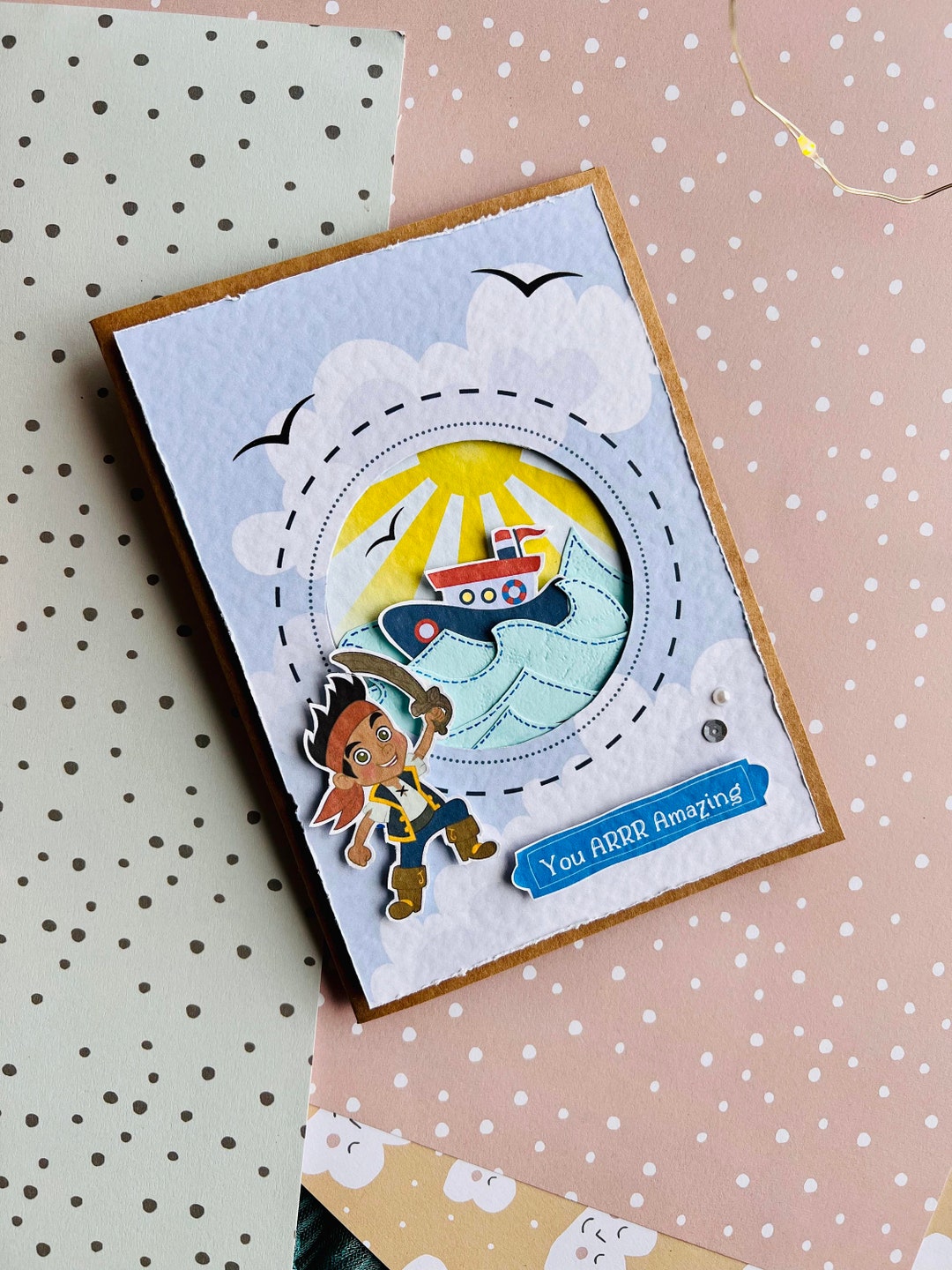 Personalised Cute Pirate-themed Greeting Card, Handmade in the UK - Etsy