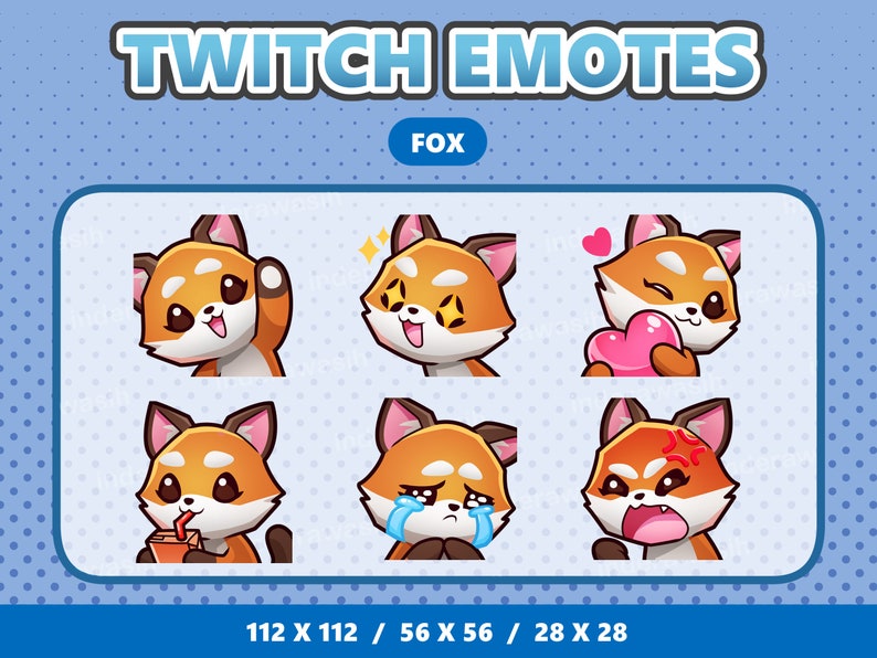 Little Fox Kawaii Emotes Pack 1 Twitch Discord Youtube - Etsy