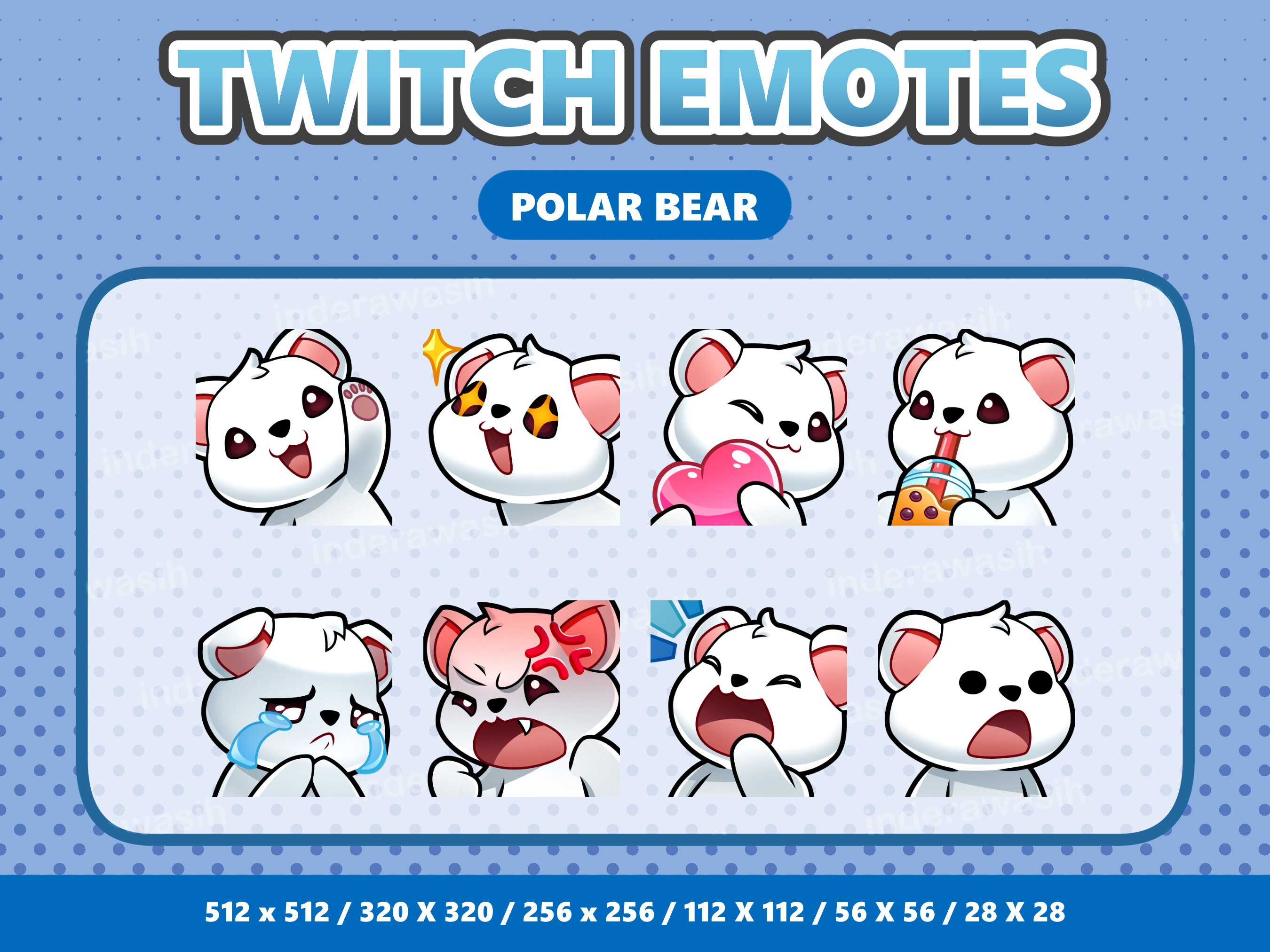 Mega 48 Emote Bundle Polar Bear Kawaii Twitch Discord Youtube Streamer ...