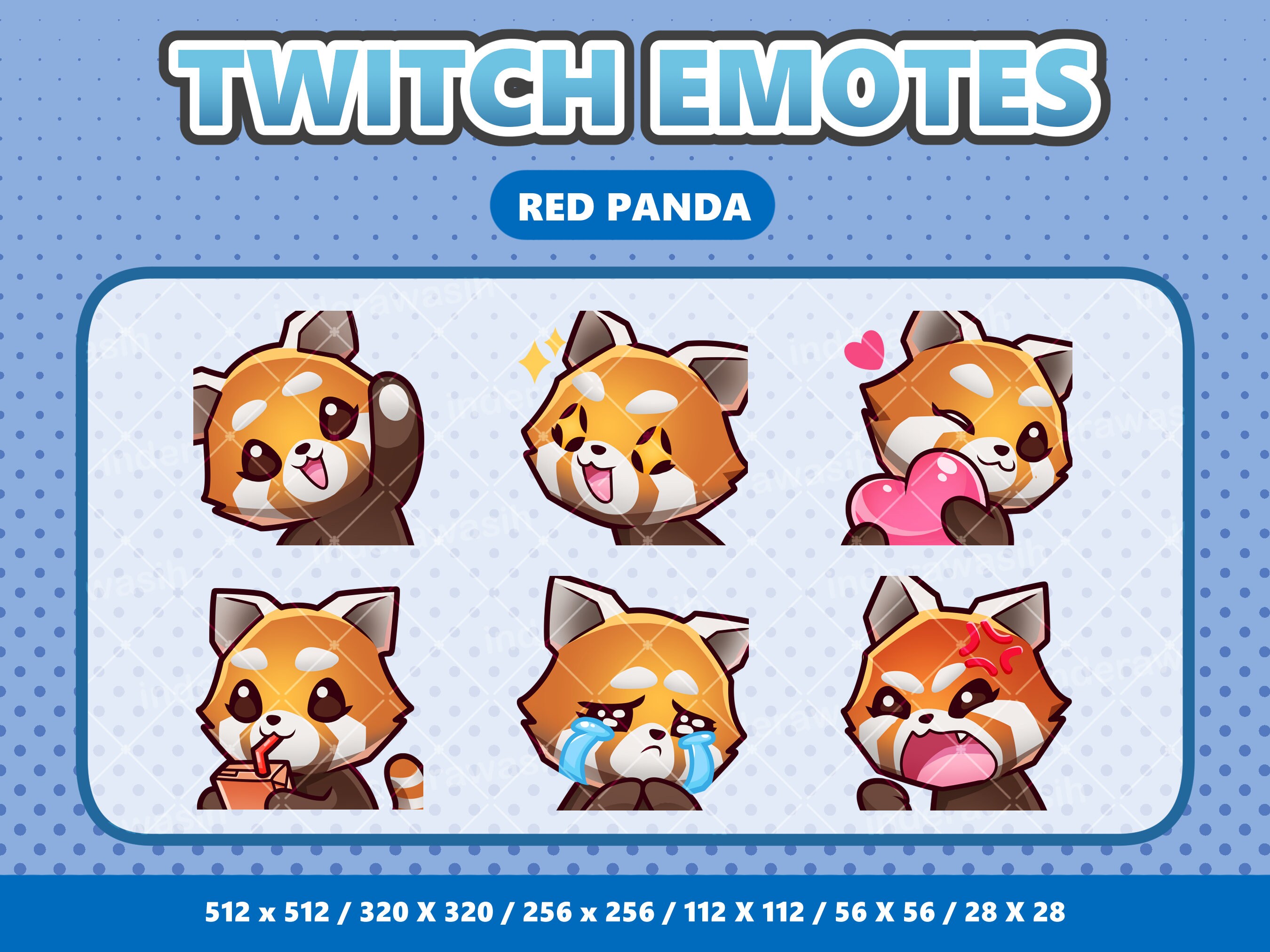 Red Panda Kawaii Emotes Pack 1 - Twitch | Discord | Youtube | Streamer ...