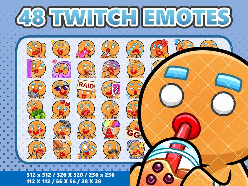 Mega 48 Emote Bundle Gingerbread Kawaii - Twitch | Discord | Youtube ...