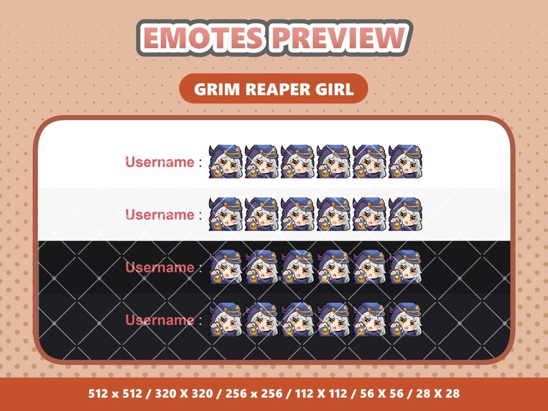 Grim Reaper Girl Cop Kawaii Emote - Twitch | Discord | Youtube ...