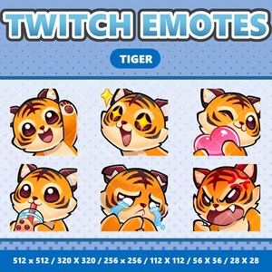 Tiger Kawaii Emotes Pack 1 - Twitch | Discord | Youtube | Streamer ...