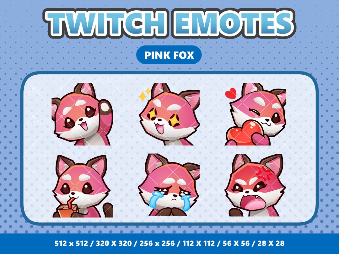 Pink Fox Kawaii Emotes Pack 1 - Twitch | Discord | Youtube | Streamer ...