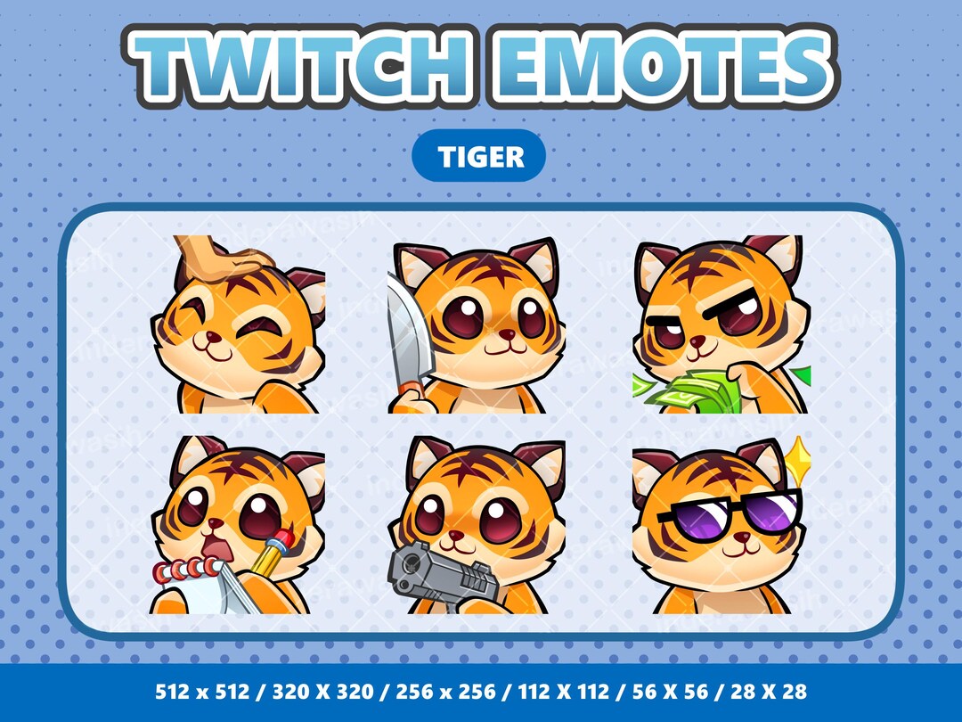 Tiger Kawaii Emotes Pack 3 - Twitch | Discord | Youtube | Streamer ...