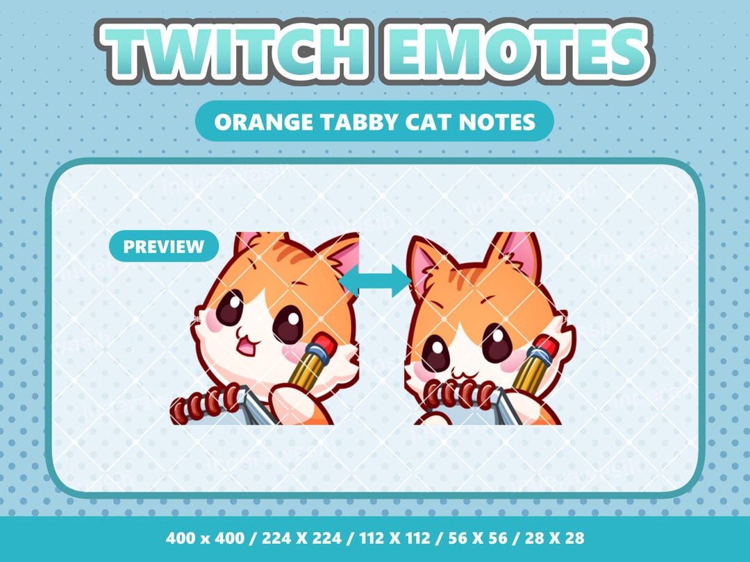 ANIMATED Emote Orange Tabby Cat Notes Kawaii - Twitch | Discord ...