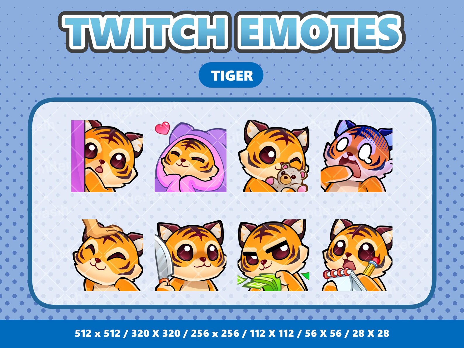 Mega 48 Emote Bundle Tiger Kawaii - Twitch | Discord | Youtube ...