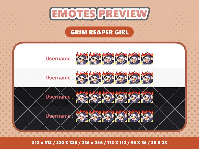 Grim Reaper Girl Burn Kawaii Emote - Twitch | Discord | Youtube ...