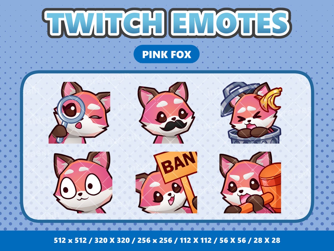 Pink Fox Kawaii Emotes Pack 8 - Twitch | Discord | Youtube | Streamer ...