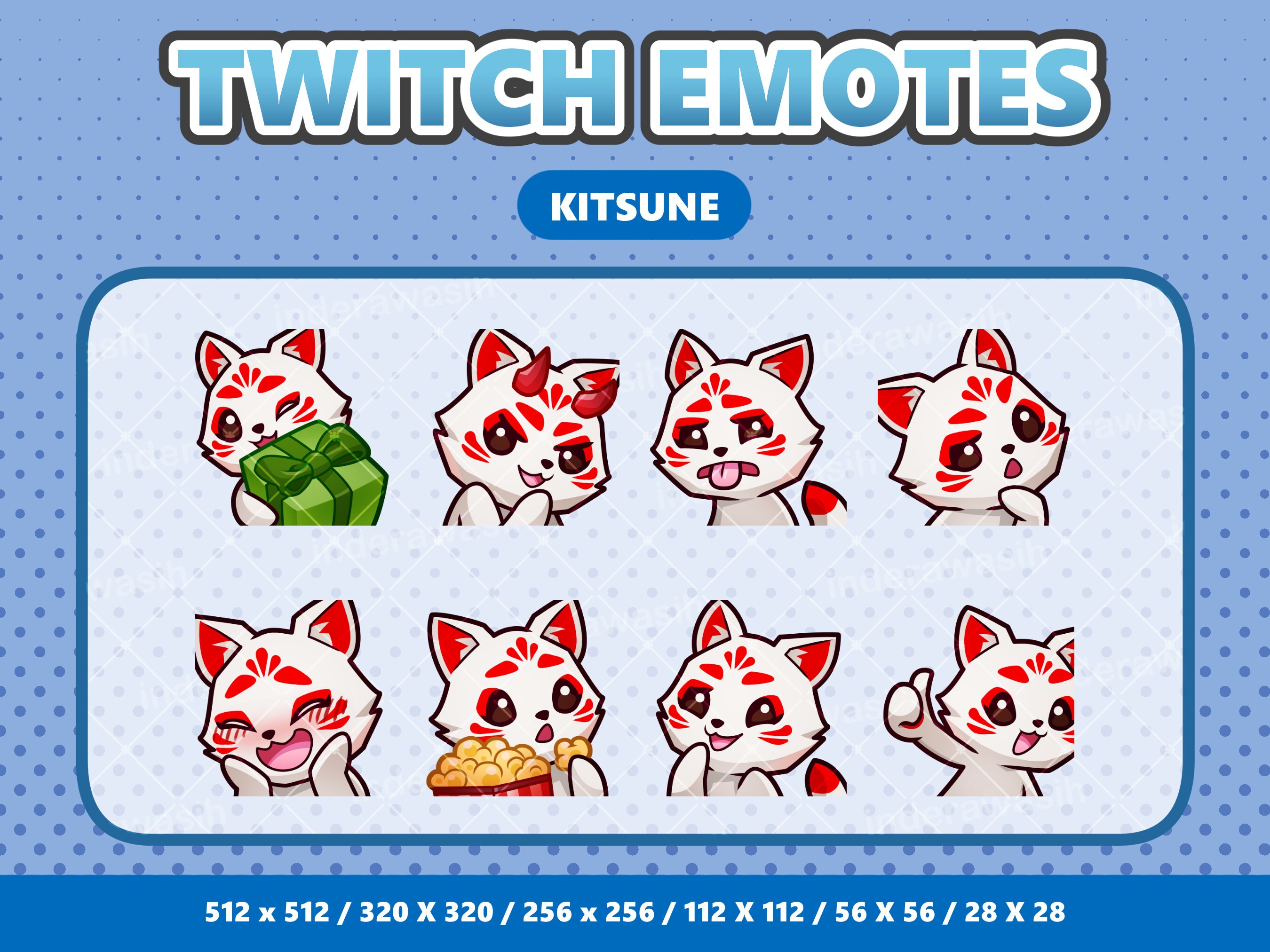 Mega 48 Pacote de Emotes Kitsune Kawaii Twitch Discórdia YouTube ...