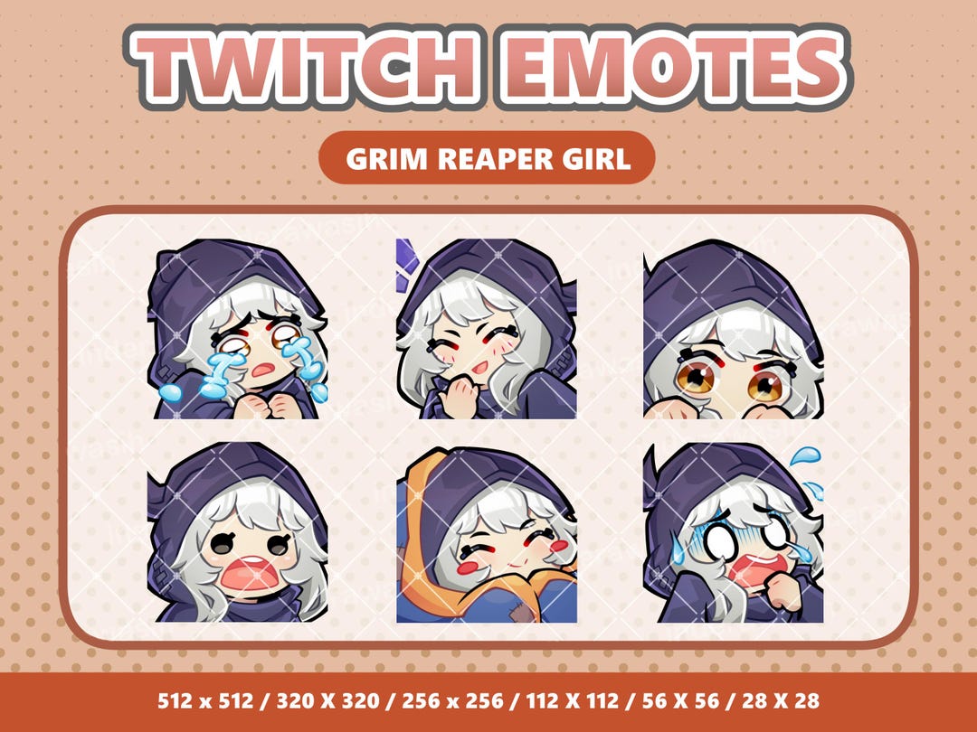 Grim Reaper Girl Kawaii Emotes Pack 2 - Twitch | Discord | Youtube ...
