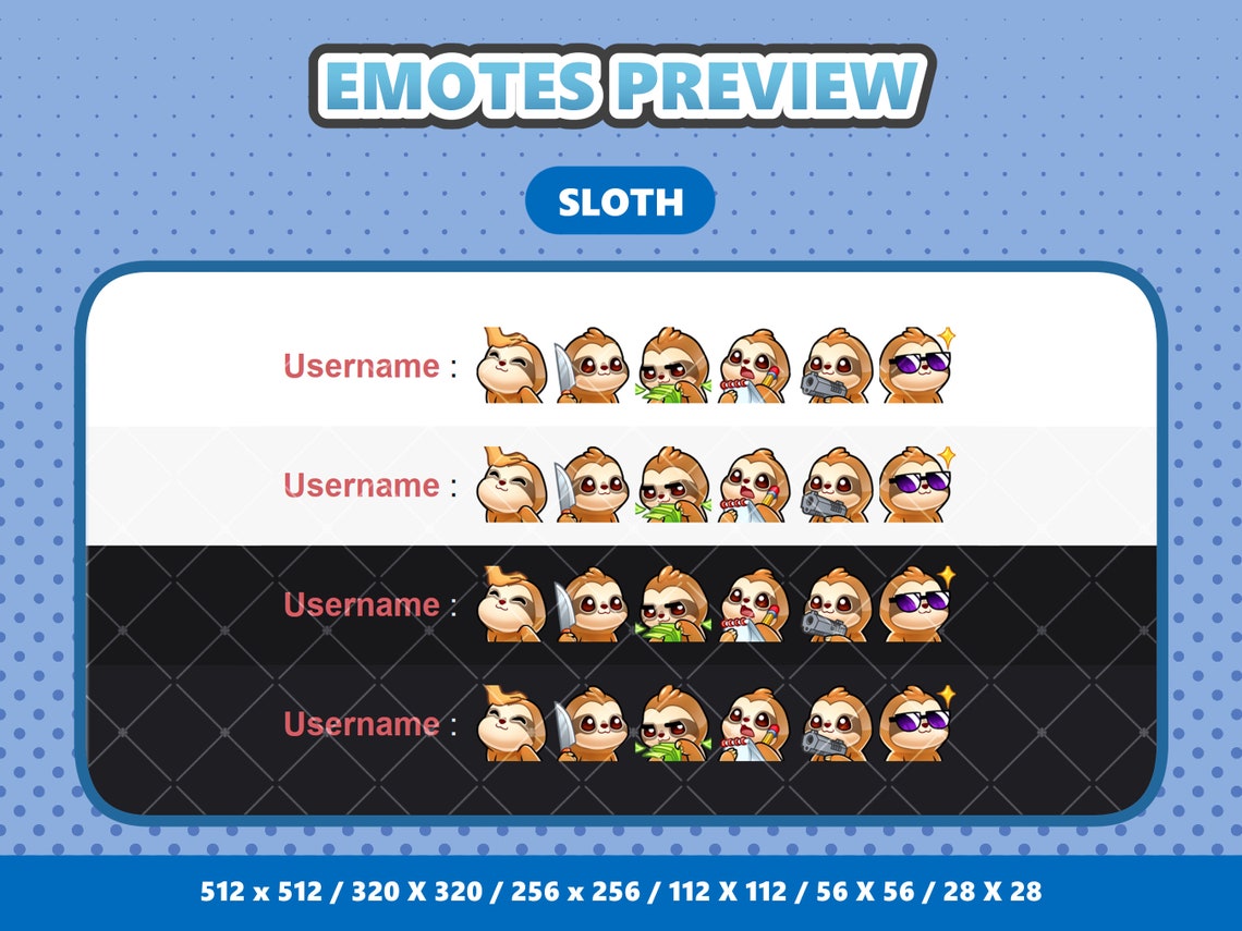 Kleines Faultier Kawaii Emotes Pack 3 - Twitch | Discord | YouTube ...