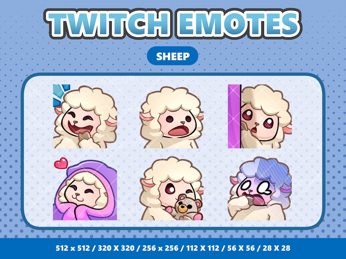 Sheep Emotes Pack – Twitch, Discord, Youtube Streamer Graphics (digital ...