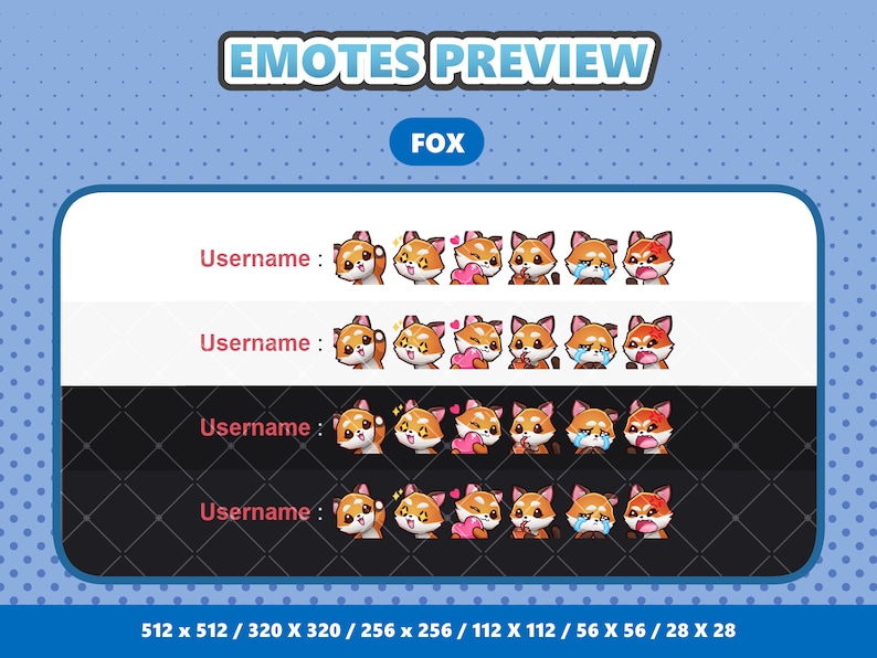Mega 48 Emote Bundle Little Fox Kawaii - Twitch | Discord | Youtube ...