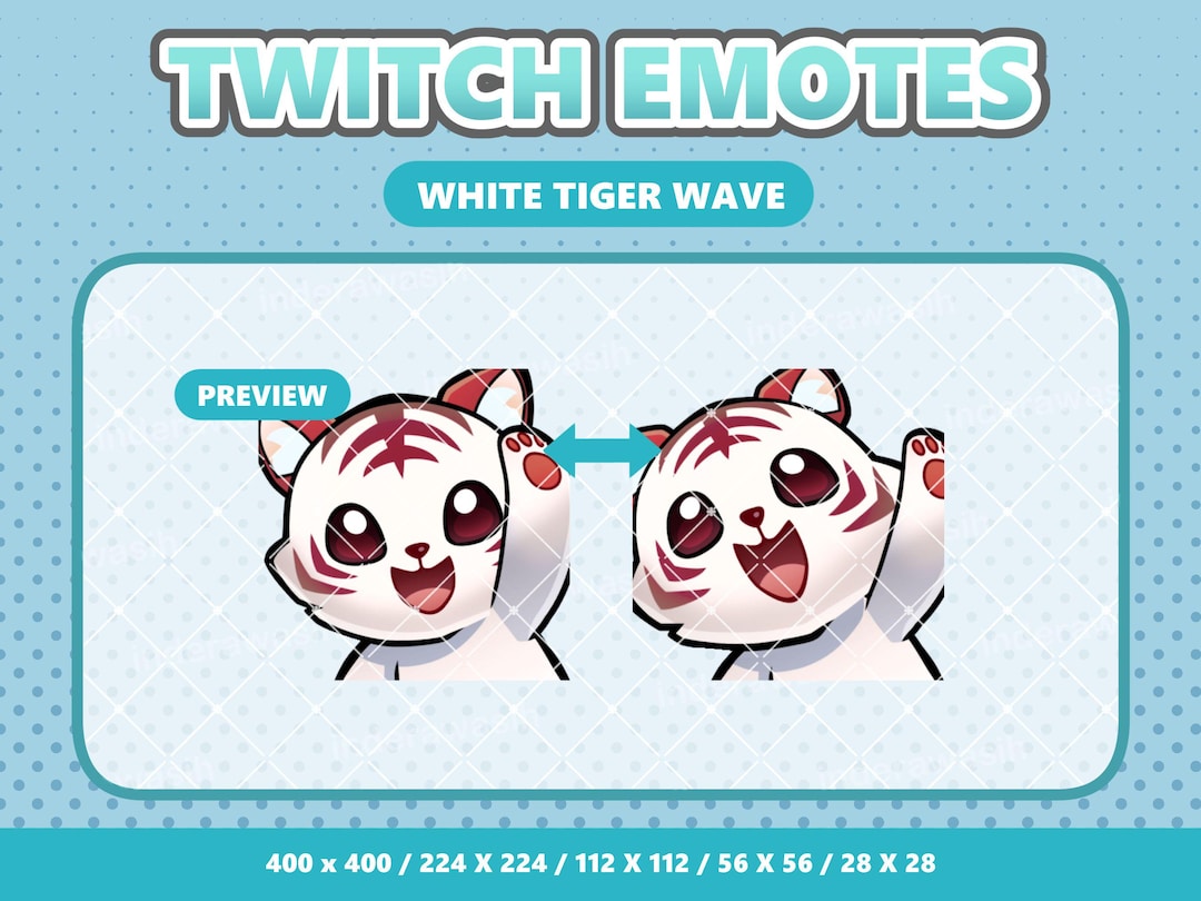 ANIMATED Emote White Tiger Wave Kawaii - Twitch | Discord | Youtube ...