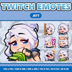Jett Emotes Pack 2 - Twitch | Discord | Youtube | Streamer | Cute ...