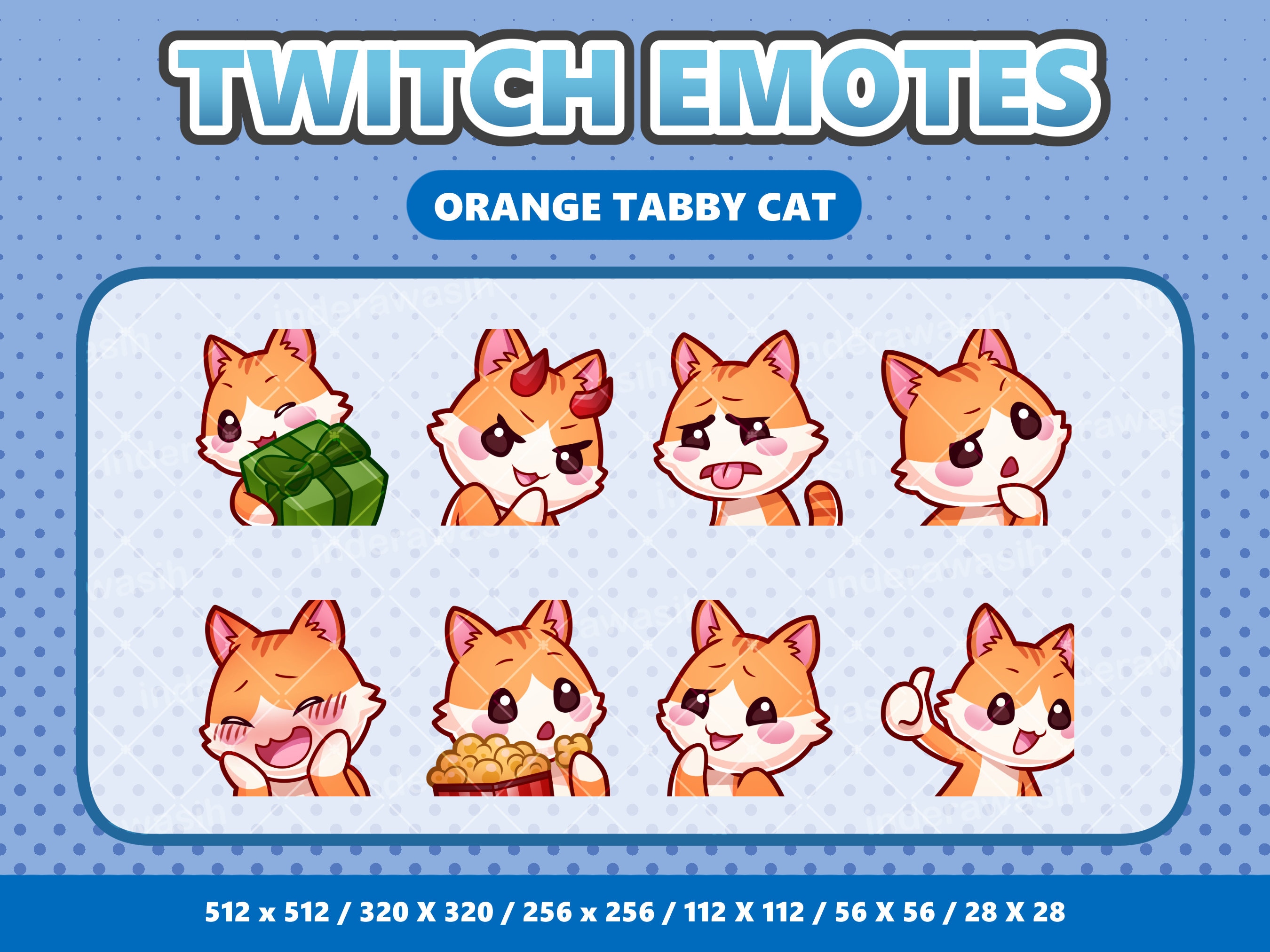 Mega 48 Emote Bundle Orange Tabby Cat Kawaii - Twitch | Discord ...
