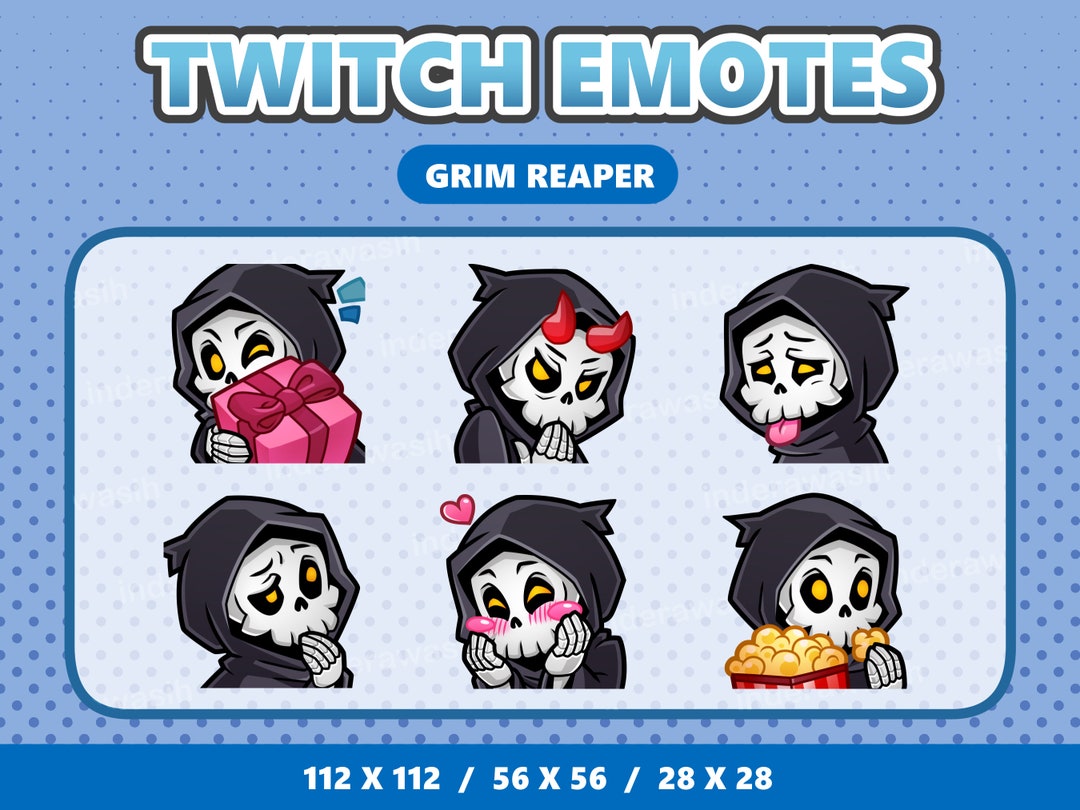 Grim Reaper Kawaii Emotes Pack 5 Twitch Discord Youtube - Etsy