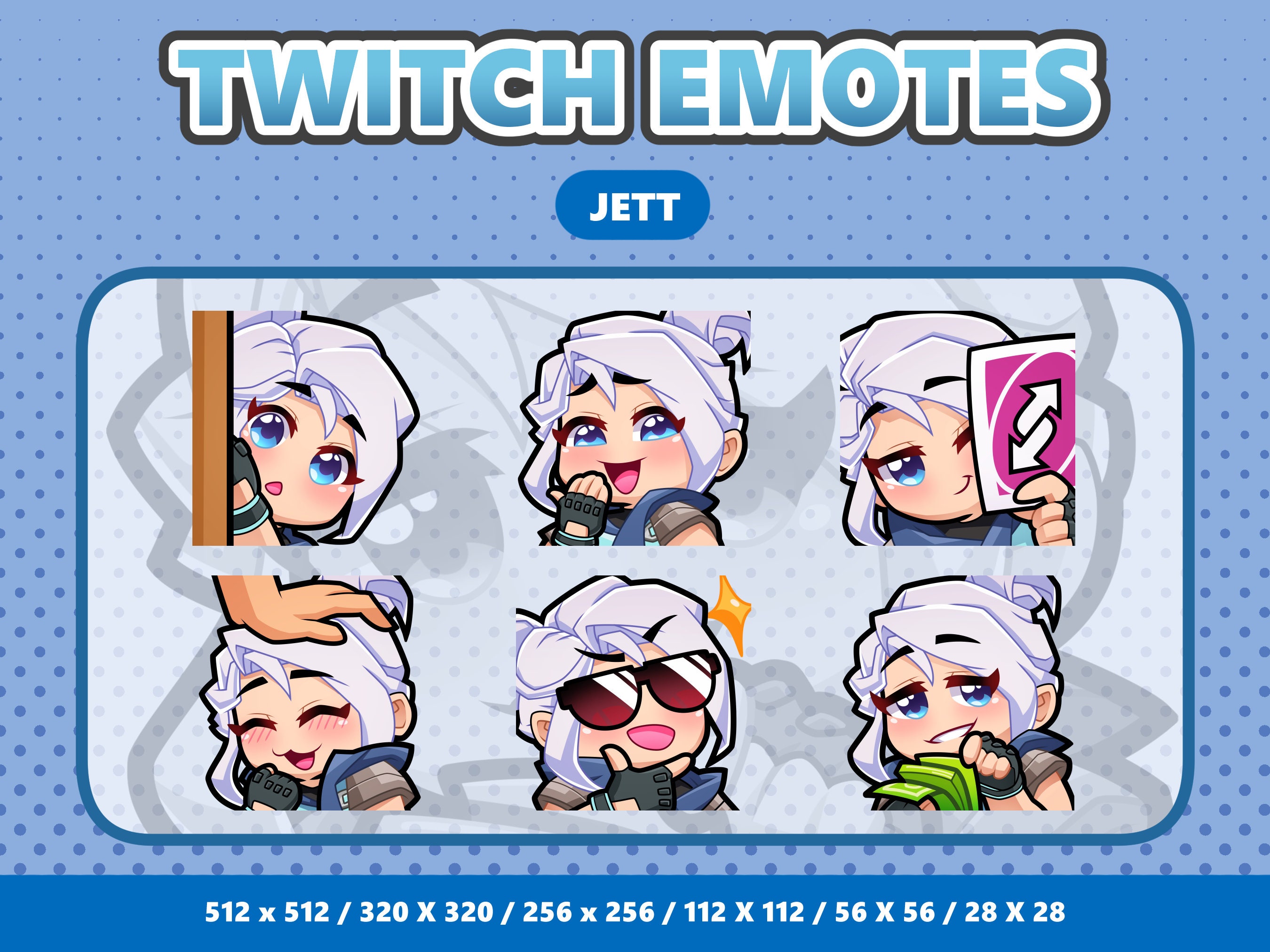 Jett Emotes Pack 2 Twitch Discord Youtube Streamer Cute Digital - Etsy