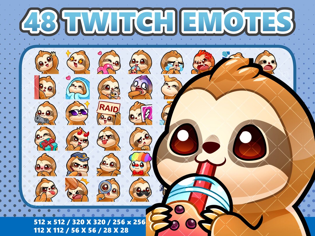 Mega 48 Emote Bundle Little Sloth Kawaii - Twitch | Discord | Youtube ...