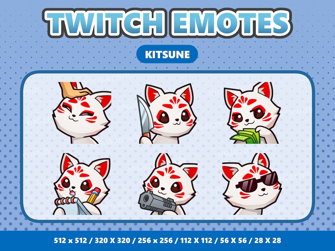 Kitsune Kawaii Emotes Pack 3 Twitch Discord Youtube Streamer Cute ...