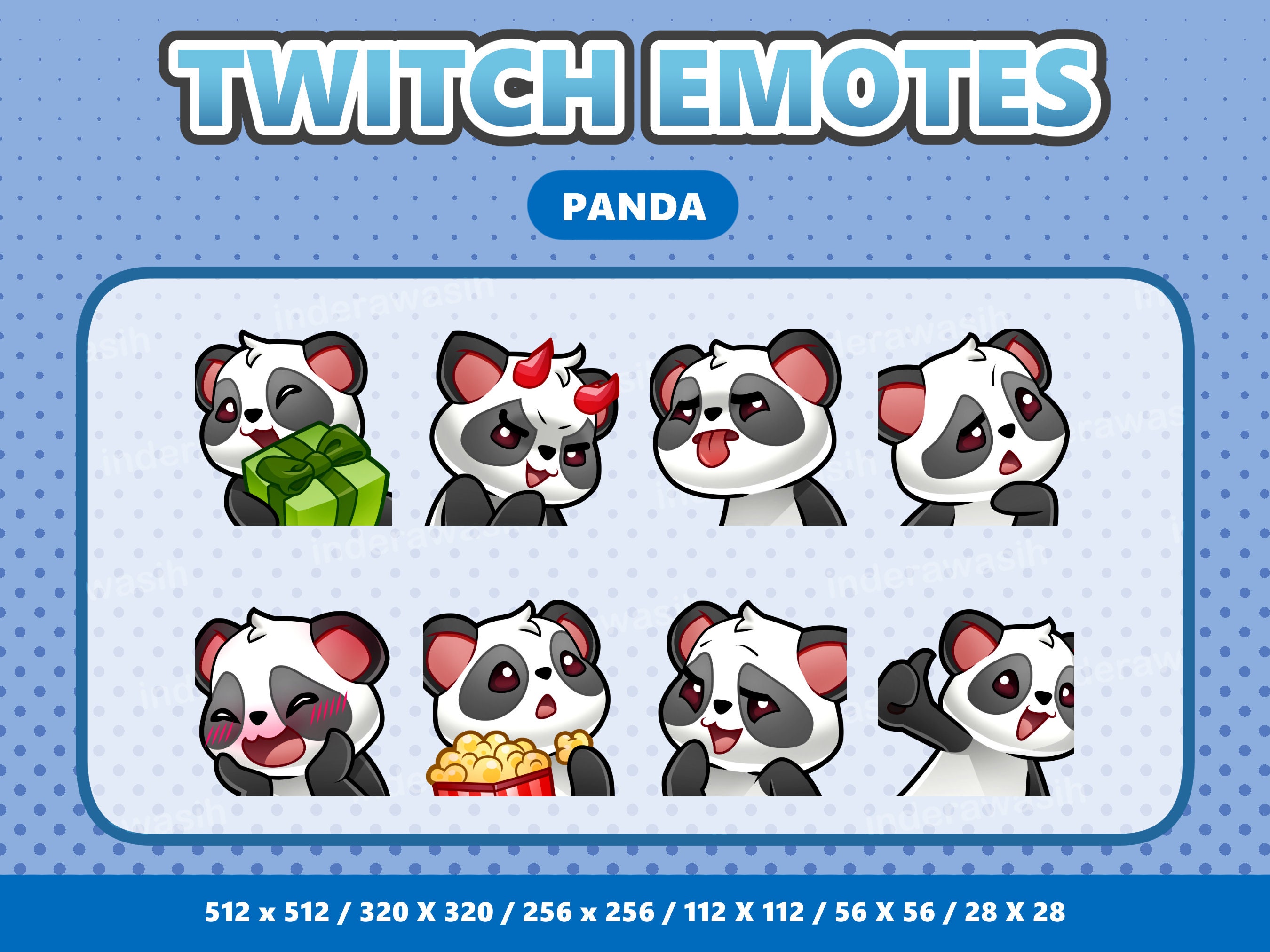 Mega 48 Emote Bundle Panda Kawaii Twitch Discord Youtube Streamer Cute ...