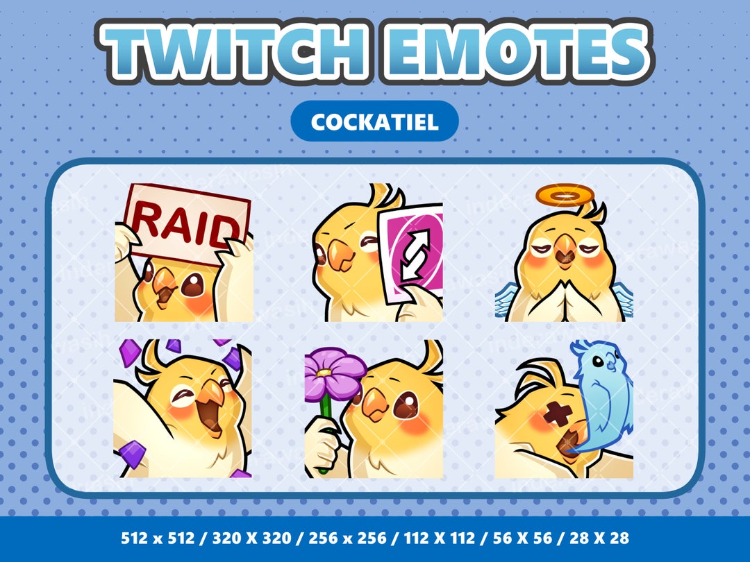 Cockatiel Bird Kawaii Emotes Pack 4 - Twitch | Discord | Youtube ...