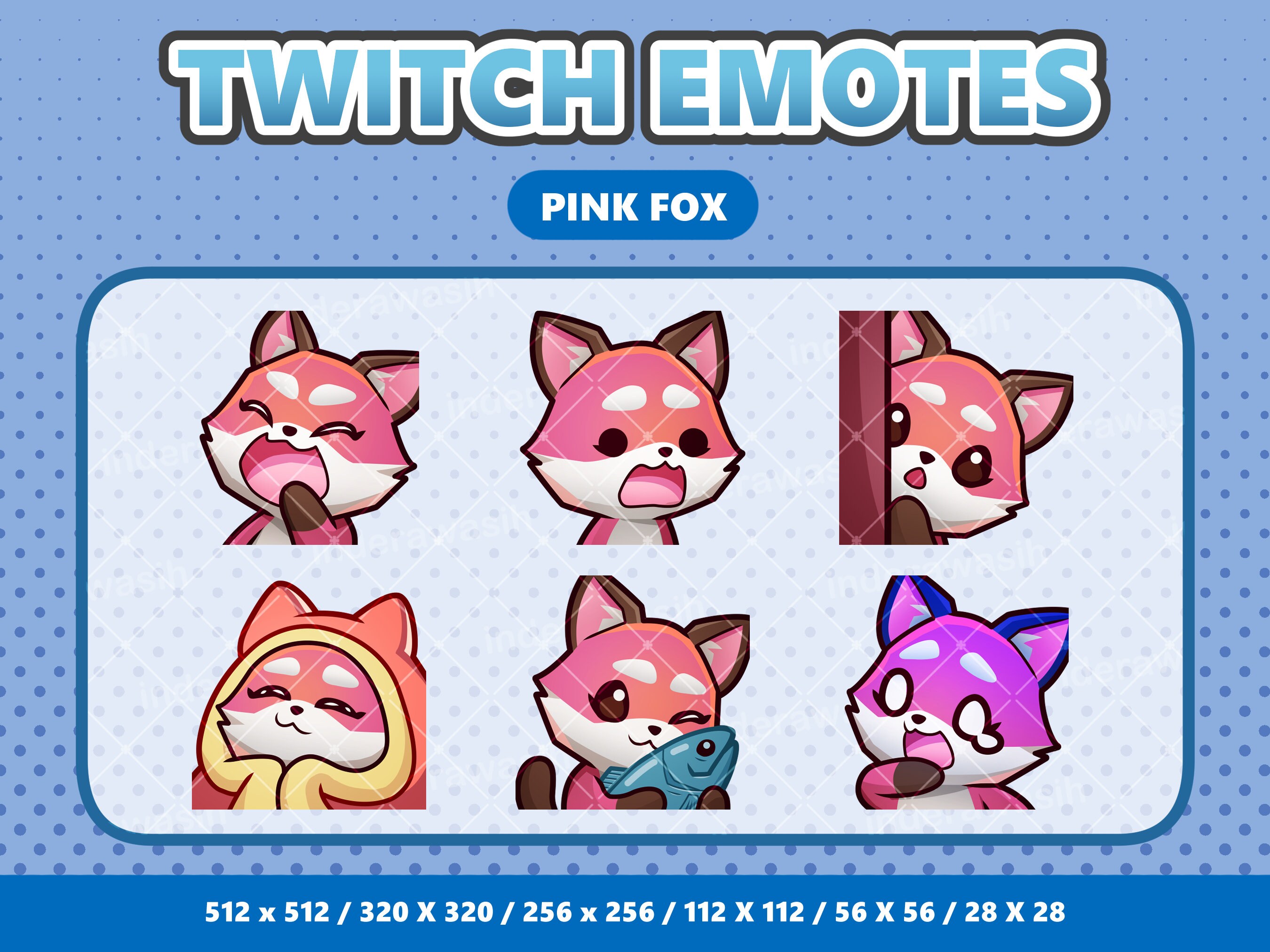Pink Fox Kawaii Emotes Pack 2 - Twitch | Discord | Youtube | Streamer ...