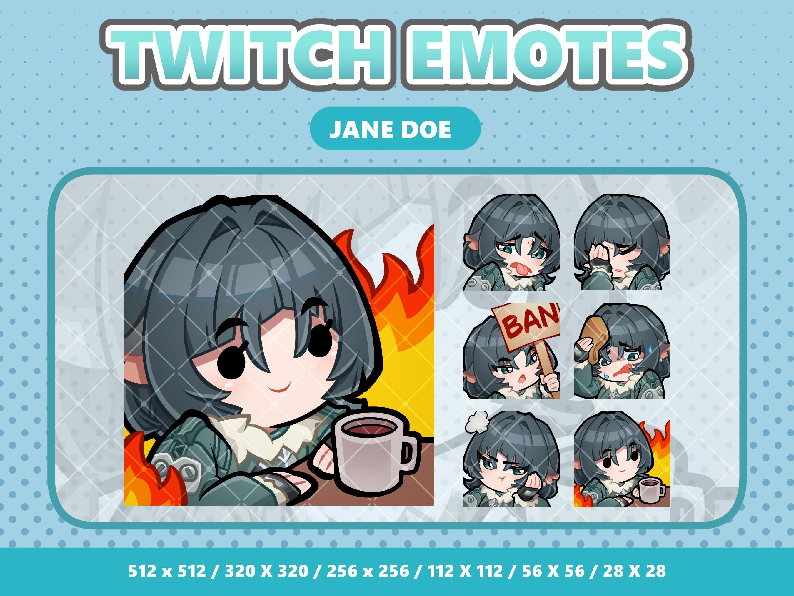 Jane Doe Kawaii Emotes Pack 2 - Twitch | Discord | Youtube | Streamer ...